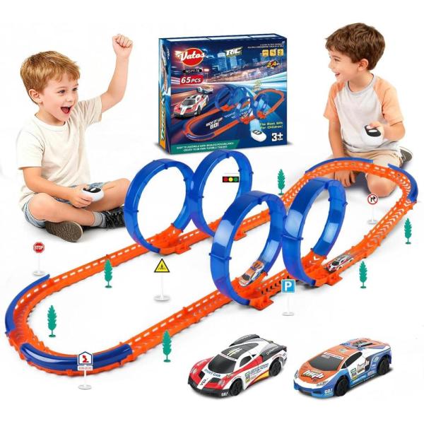 DIY Dual RC Slot Cars Track, VATOS Race Car Track Set for Kids 3-7, 360 ...