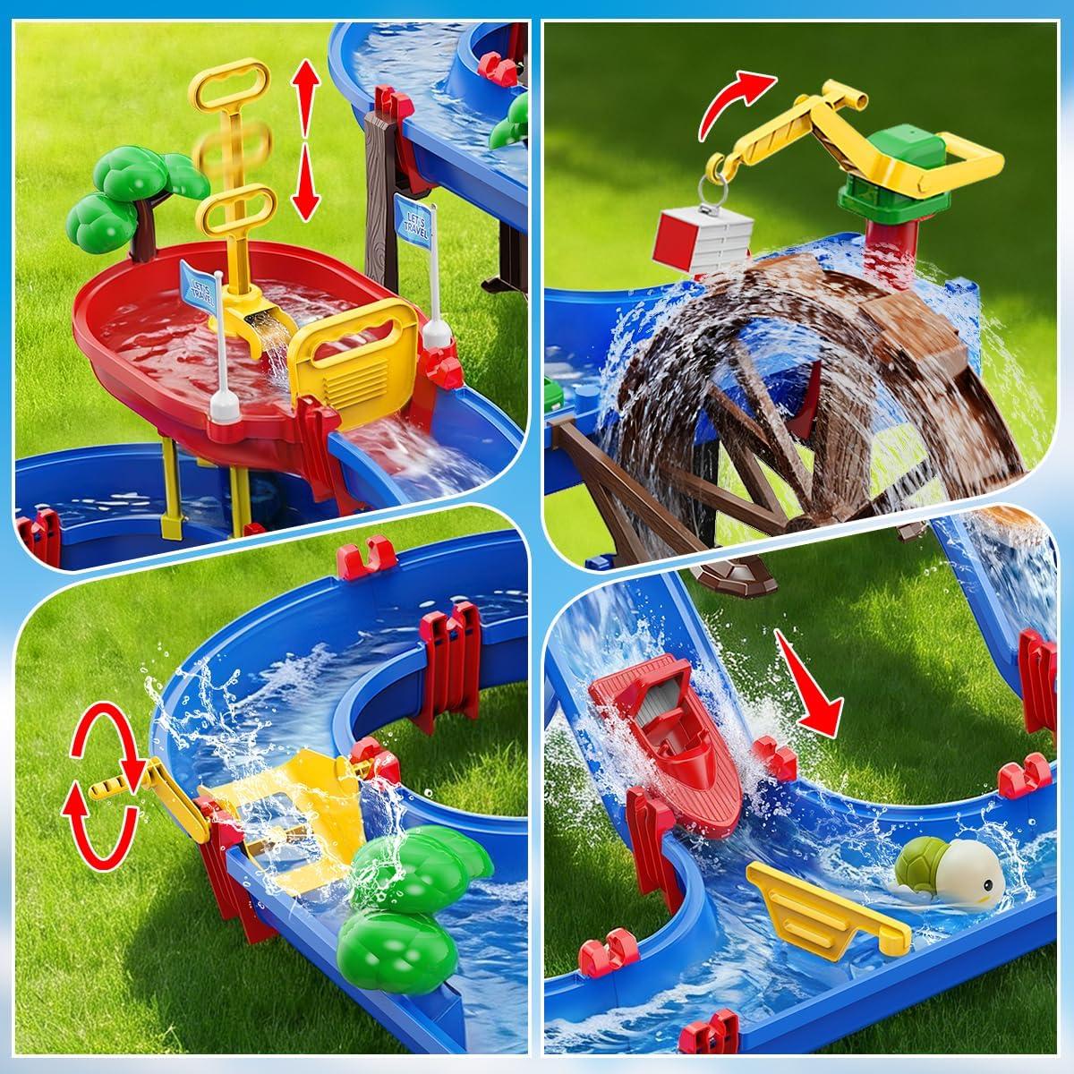 VATOS 2-Tier Watermill Summer Water Table, 124 PCS DIY Water Table with ...