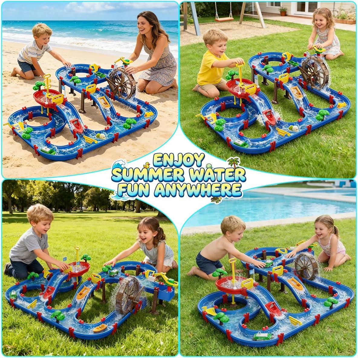 VATOS 2-Tier Watermill Summer Water Table, 124 PCS DIY Water Table with ...